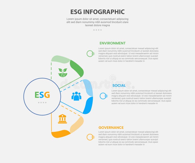 ESG Infographic Outline Style with 3 Point Template with Half Circle ...