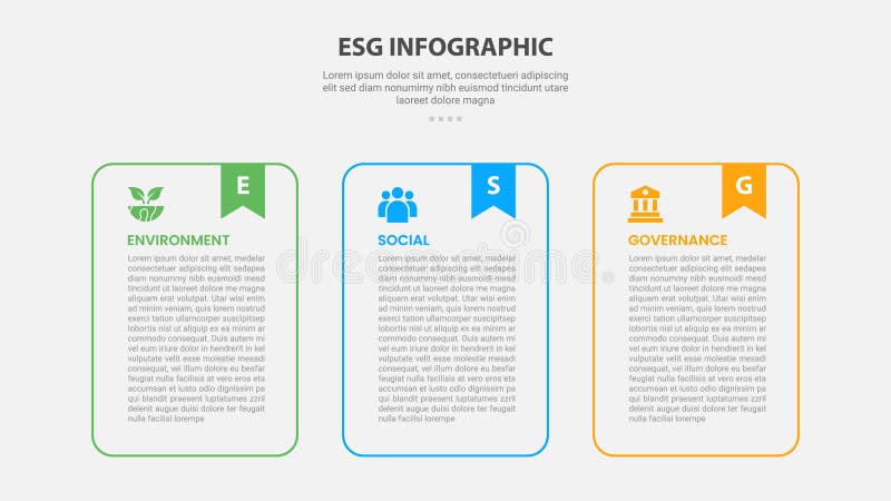 ESG Infographic Outline Style with 3 Point Template with Round ...