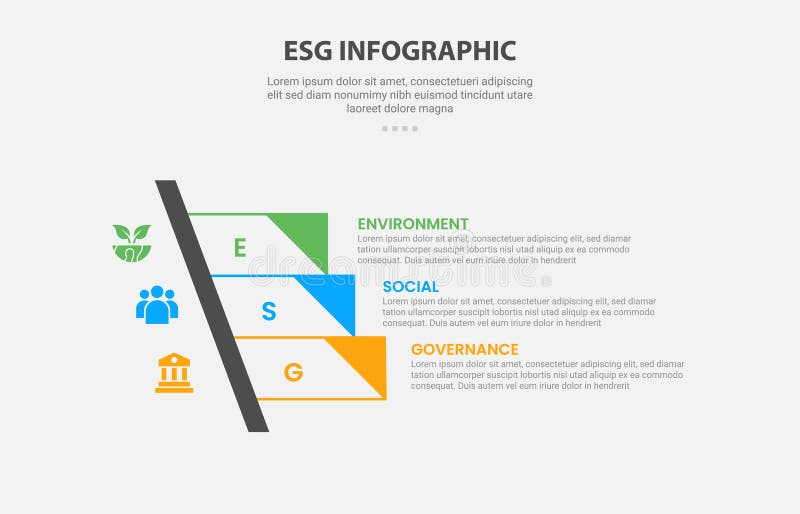 ESG Infographic Outline Style with 3 Point Template with Sharp ...
