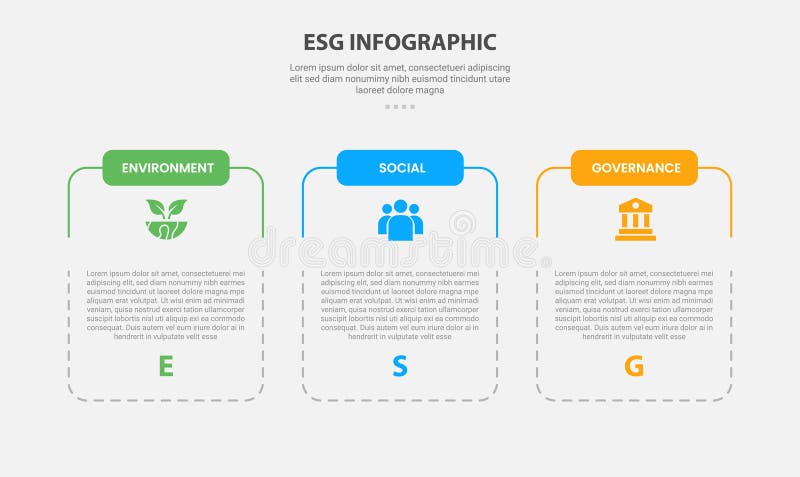 ESG Infographic Outline Style with 3 Point Template with Slice Table ...