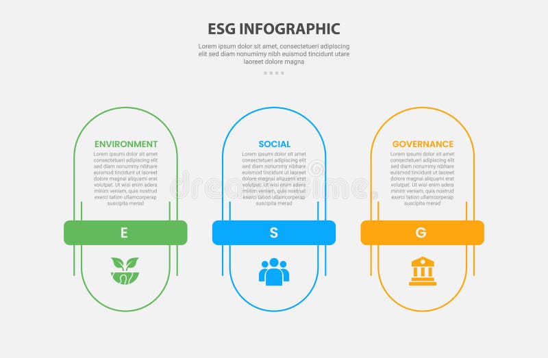 ESG Infographic Outline Style with 3 Point Template with Vertical Round ...