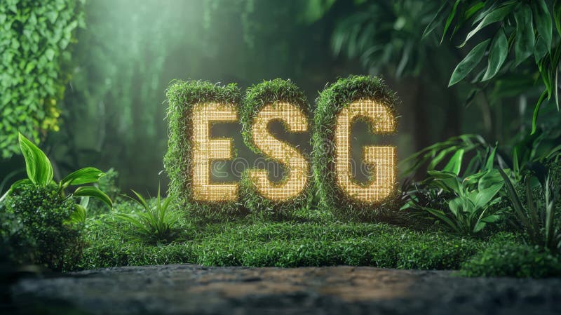 Esg Text Illuminated Lush Green Forest Symbolizing Sustainability ...