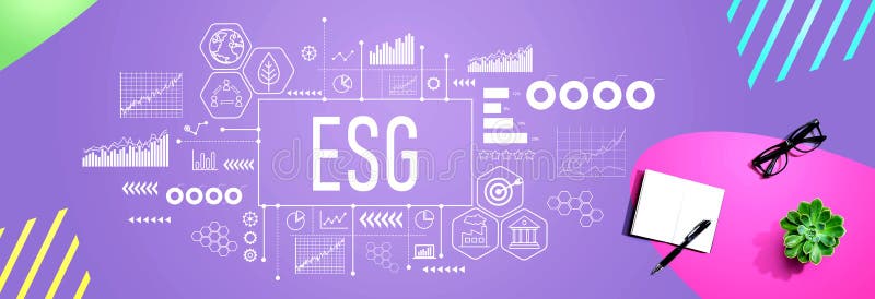 ESG Theme with Notebook and Pen Stock Photo - Image of investment ...