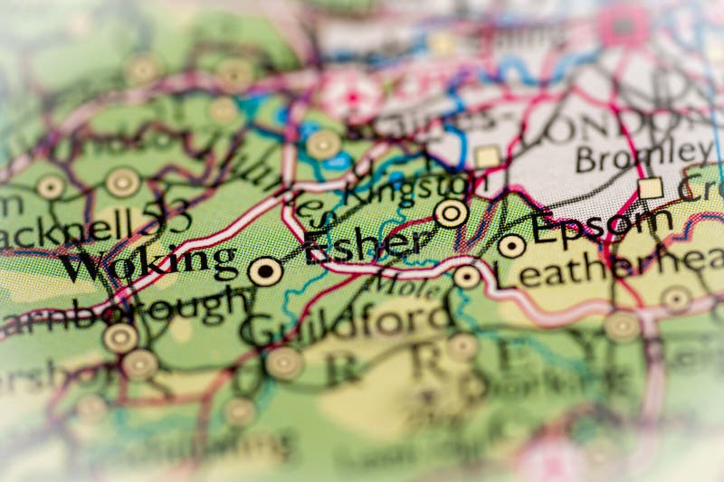 Esher, England Highlighted on a World Map Stock Photo - Image of spot ...