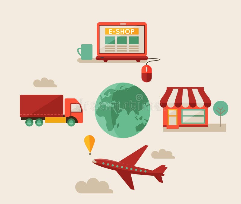 Eshop, Online Shopping, Flat Design Stock Vector - Illustration of ...