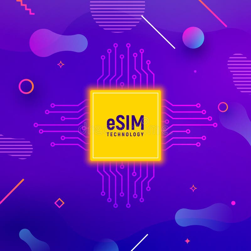 Esim Chip Card Concept Icon. Embedded Sim Card Cellular Mobile ...