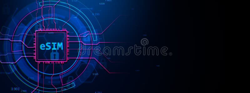 ESIM Digital Microchip Concept Design with Neon Lines and Futuristic ...