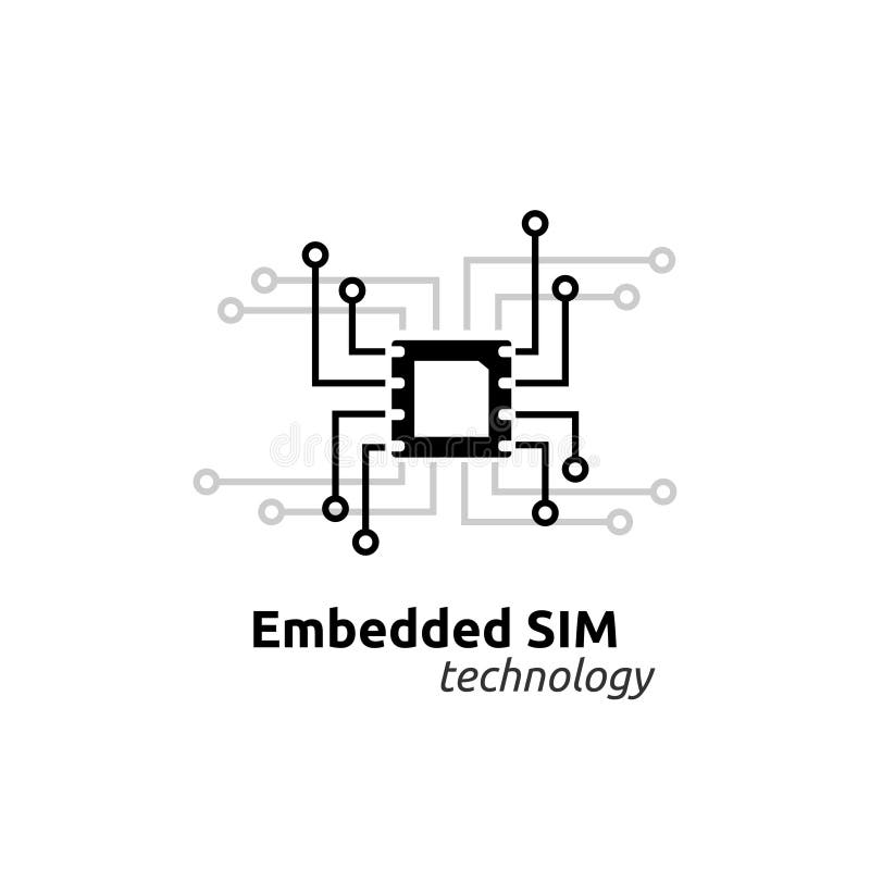 ESIM Embedded SIM Card Icon Symbol Concept. New Chip Mobile Cellular ...
