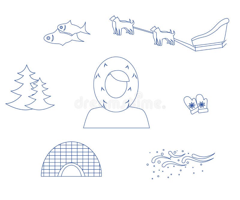 The Eskimo icons stock vector. Illustration of ethnos - 85706268