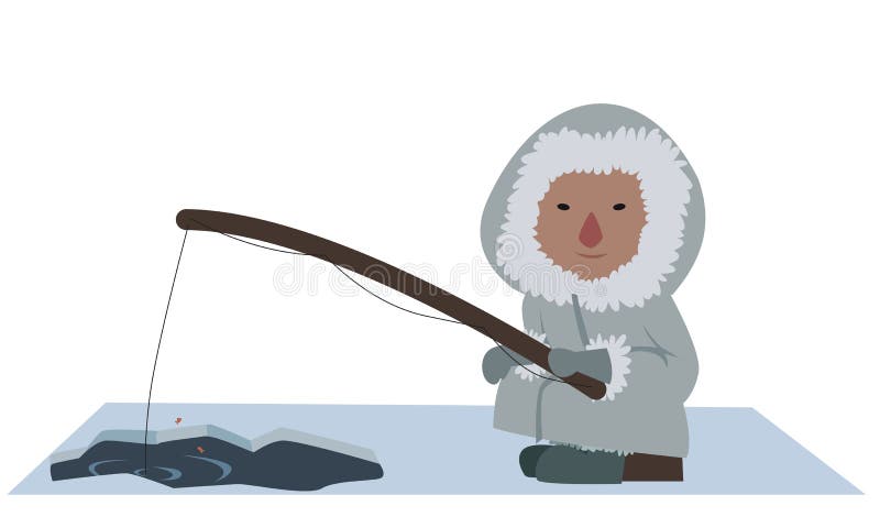 Eskimo Fishing Cartoon Clipart