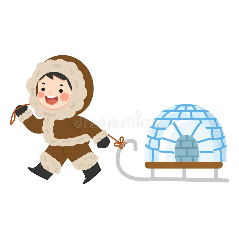 Eskimo Happy Move Igloo Cartoon Stock Vector - Illustration of costume ...