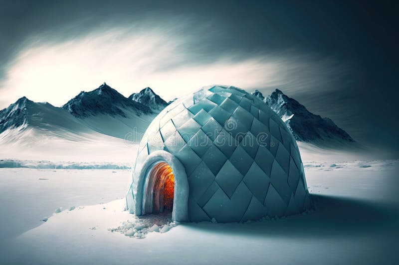 Eskimo Home Snow Igloo at North Pole Stock Illustration - Illustration ...