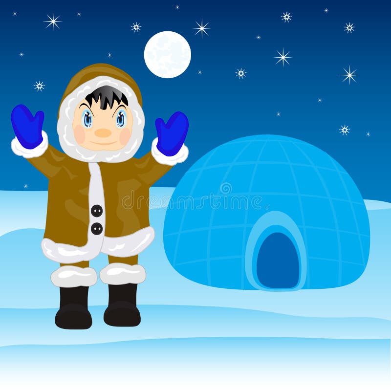 Eskimo beside igloo stock vector. Illustration of north - 37417090
