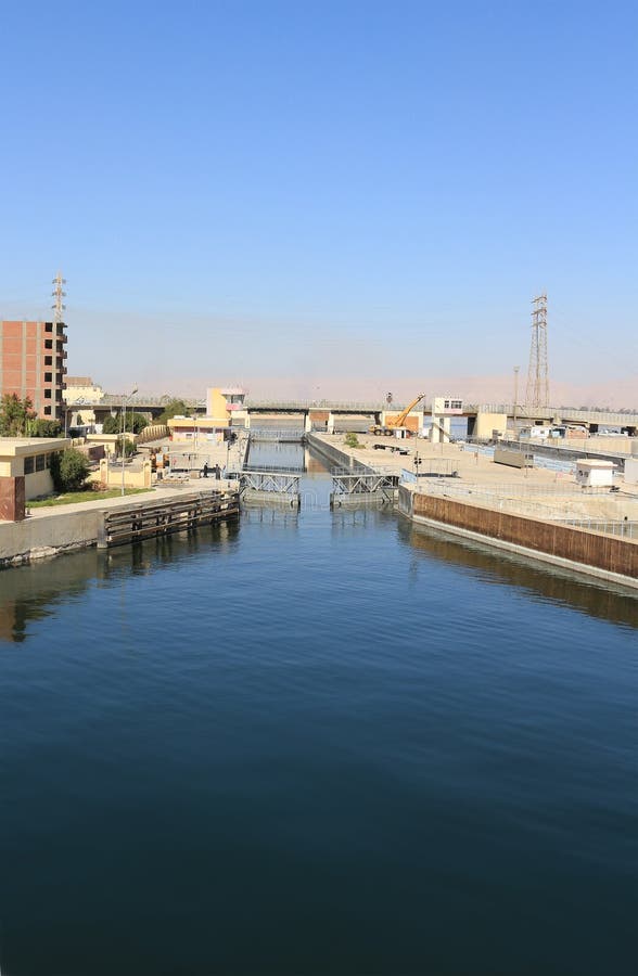 Esna ship locks in Egypt stock photo. Image of raise - 77771438