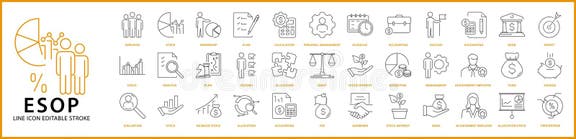 ESOP Employee Stock Ownership Plan Icon Set Stock Vector - Illustration ...