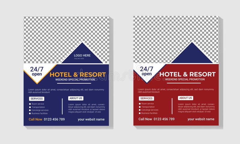 Hotel Resort Flyer Design Template Stock Vector - Illustration of ...