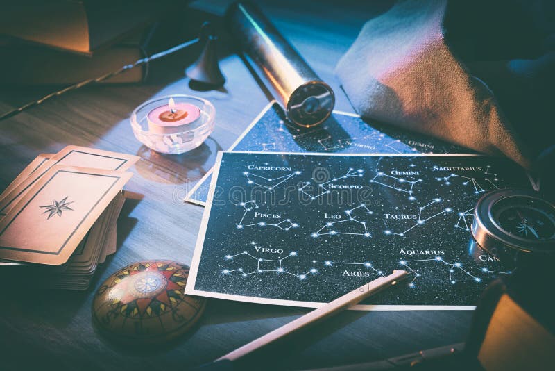 Esoteric Background Detail with Map Constellations and Objects Elevated ...