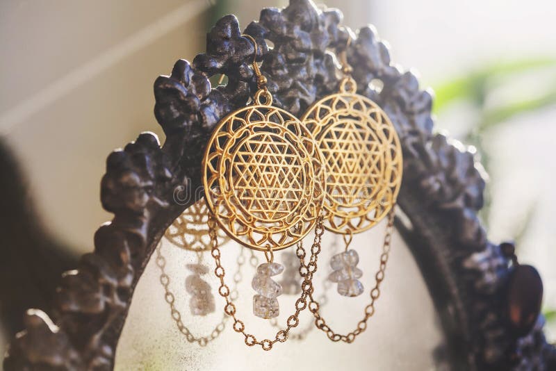 Esoteric earrings stock photo. Image of metal, cool, hanging - 93815348