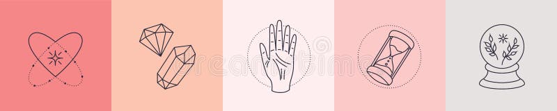 Esoteric Elements Collection. Magic Icons Minimalist Symbols, Hand ...