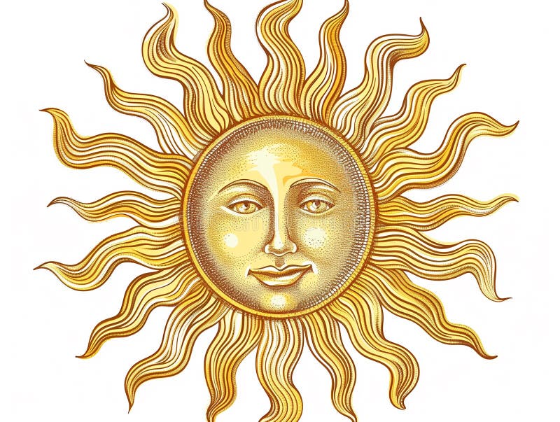 Esoteric Emblem: a Golden Sun with a Face for Mystical Exploration ...