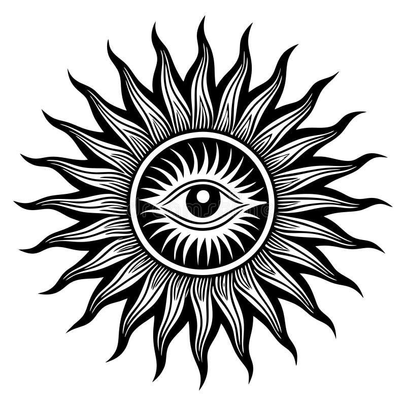 Esoteric eye in sun Vector stock vector. Illustration of icon - 329779381