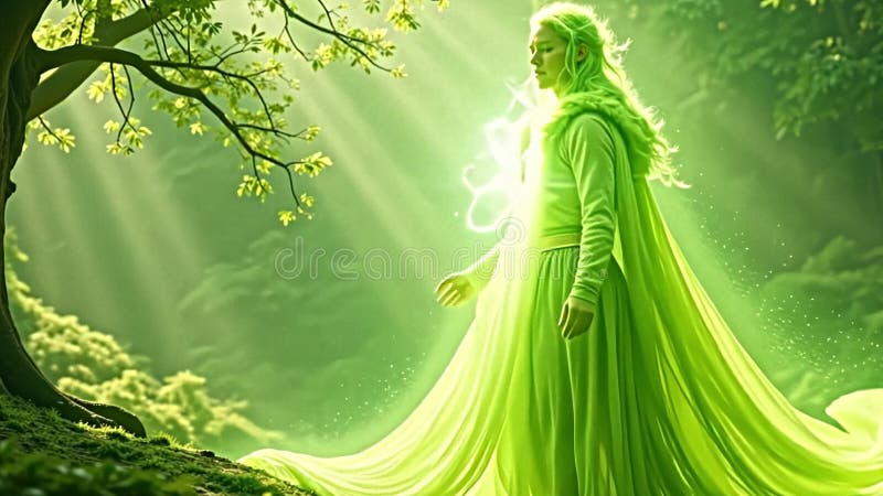 Esoteric Figure, Radiating Energetic Pastel Auras, Viewed from a ...