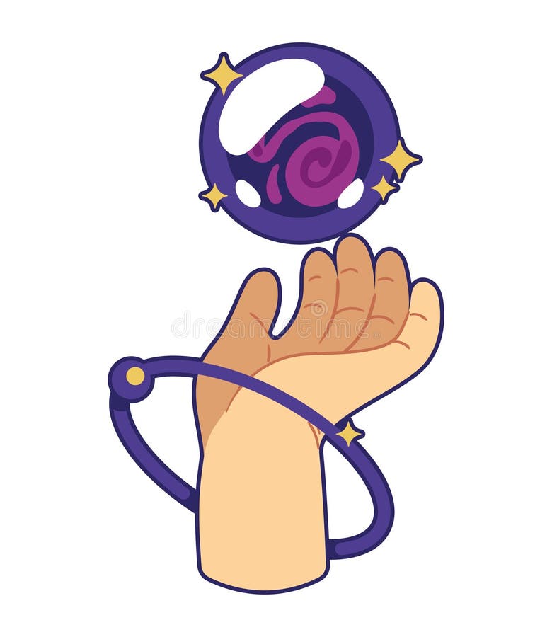 Esoteric Hand with Crystal Ball Stock Illustration - Illustration of ...