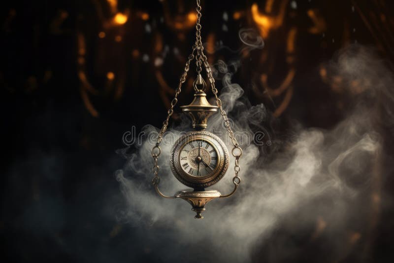 Esoteric and Hypnosis Concept, Pendulum Swinging into Magic Smoke Stock ...