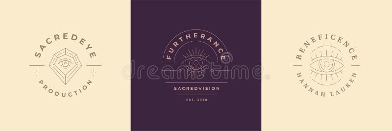 Esoteric Logos Emblems Design Templates Set with Magic Eyes and ...
