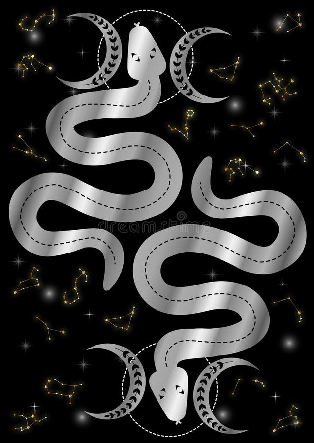 Esoteric Mystical Occult Magical Sacral Snakes with Stars and ...