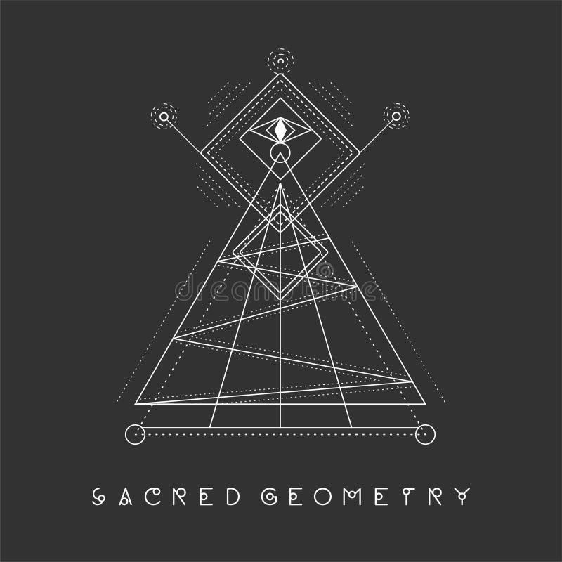 Esoteric Sacred Geometry on Black Background Stock Illustration ...