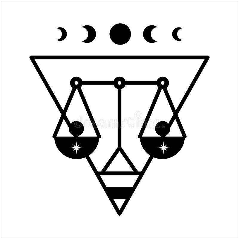 Esoteric Scales with Moon Phases Linear Icon. Mystic and Esoteric ...