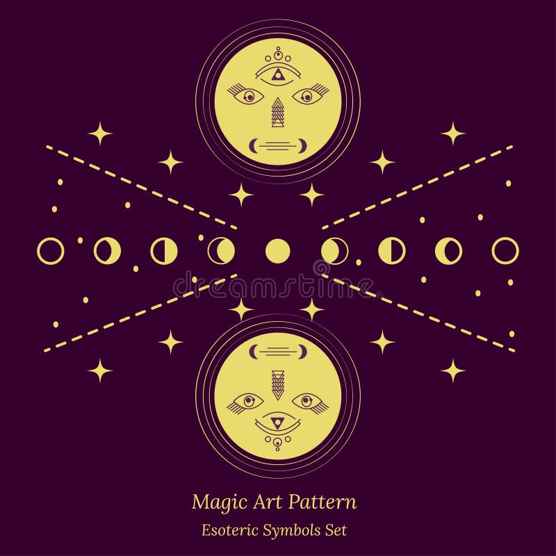 Esoteric Symbol of Face of Moon in Reflection, Phases of Moon ...