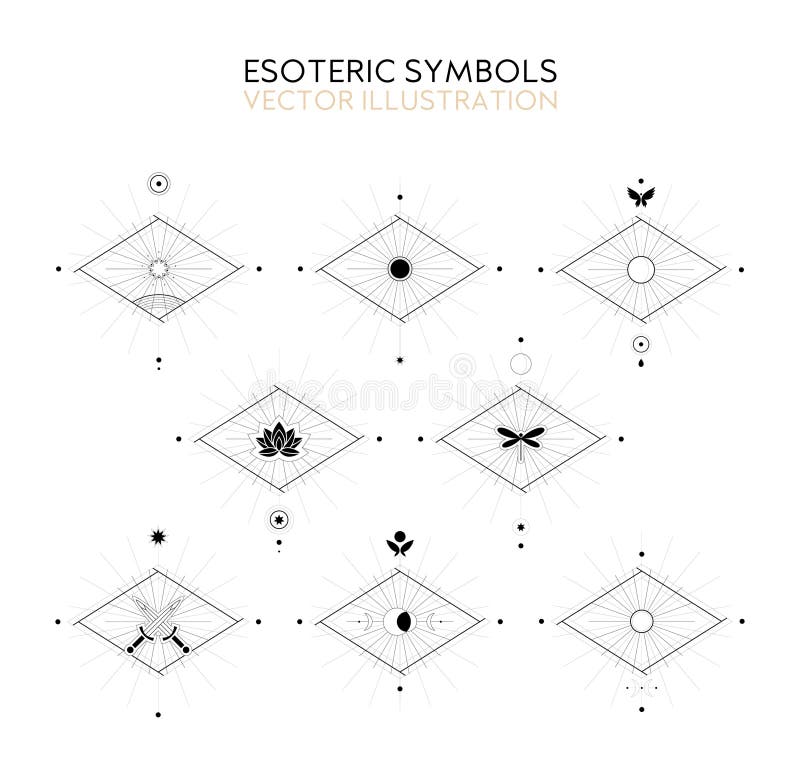 Esoteric Symbols, Clean and Simple Style, Icon Set Stock Illustration ...