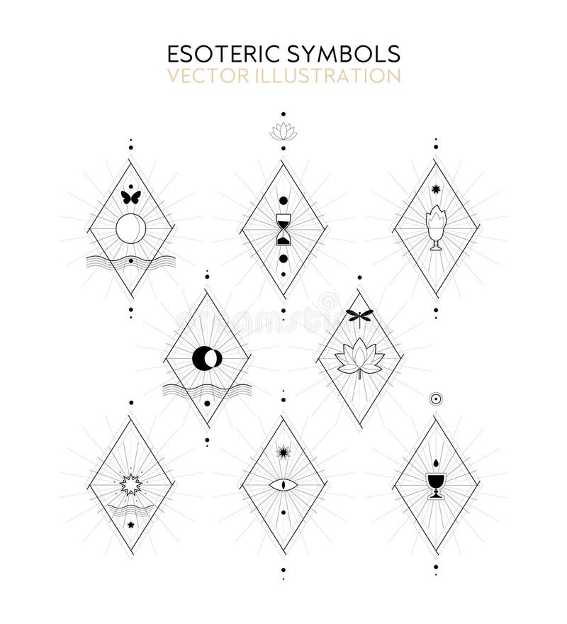 Esoteric Symbols, Clean and Simple Style, Icon Set Stock Illustration ...
