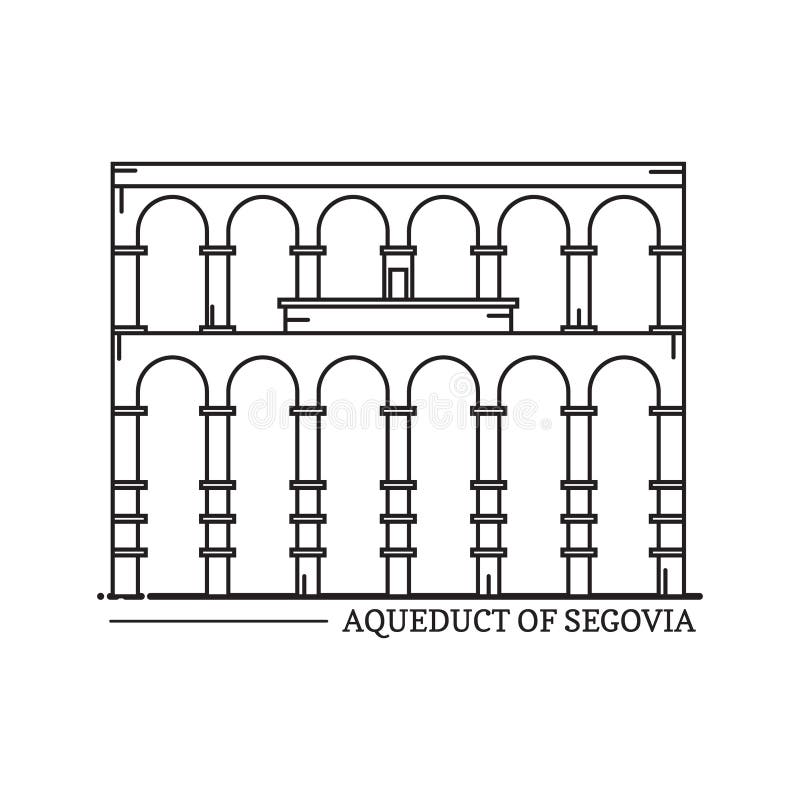 Roman Aqueducts - Symbol of Segovia. Watercolor Sketch Style. Stock ...