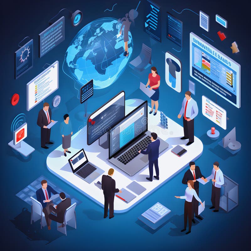 Espacio De Trabajo Inteligente Y Conectado. Stock de ilustración ...