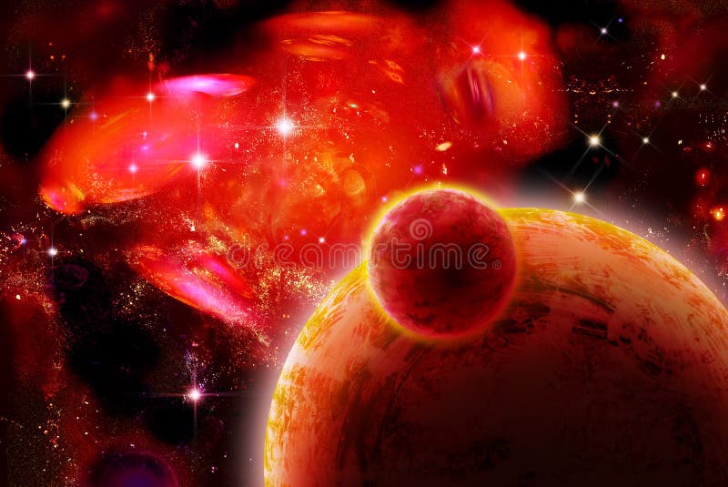 Espacio rojo impresionante stock de ilustración. Ilustración de luna ...