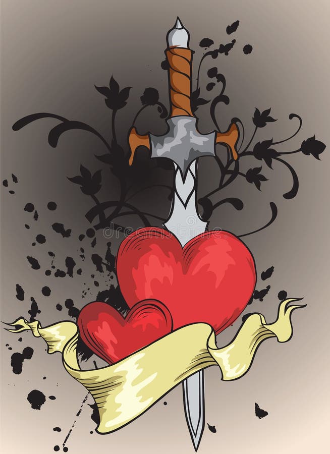 Espada y corazón ilustración del vector. Ilustración de ceremonial ...
