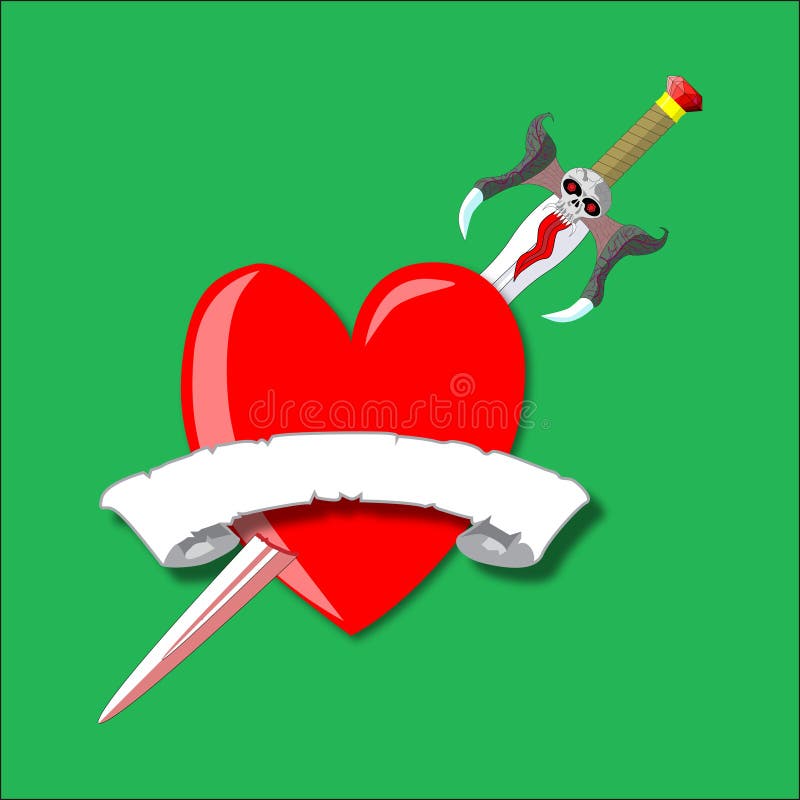Espada y corazón ilustración del vector. Ilustración de blanco - 17452253