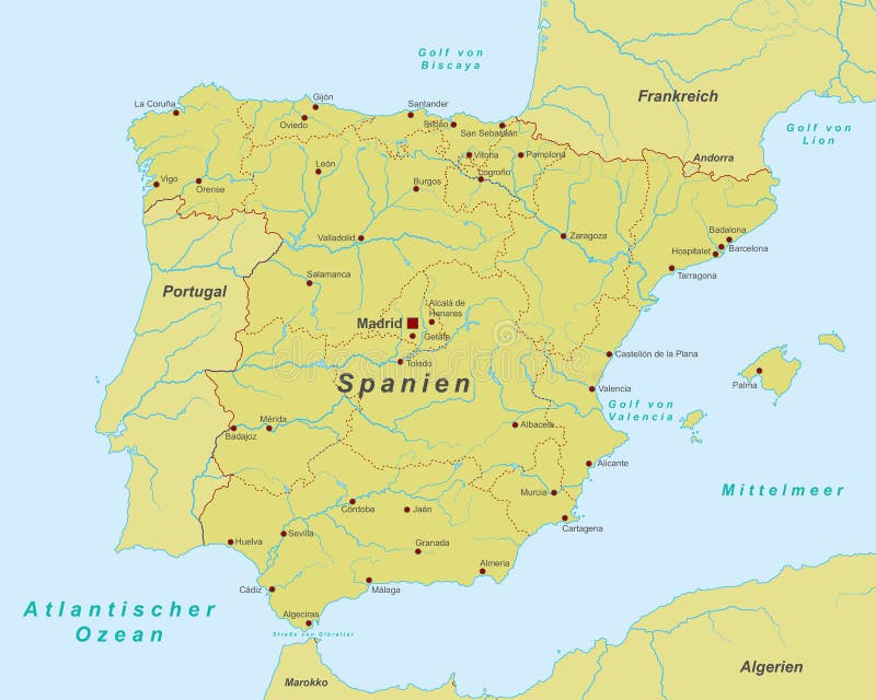 Espanha - Mapa Da Espanha - Alto Detalhado Ilustração Stock ...