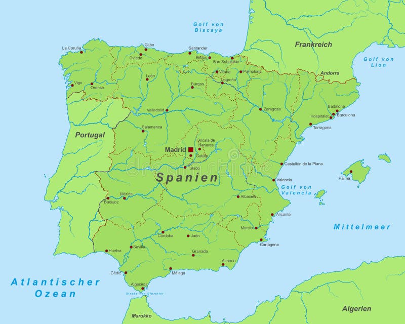 Espanha - Mapa Da Espanha - Alto Detalhado Ilustração Stock ...