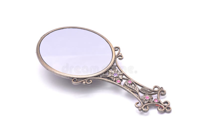 Espejo Con Mango Aislado En Blanco Foto de archivo - Imagen de antiguo ...
