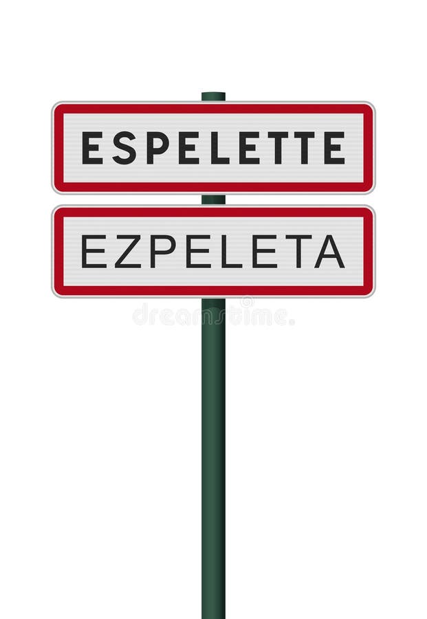 Espelette City Entrance Road Sign Stock Vector - Illustration of ...