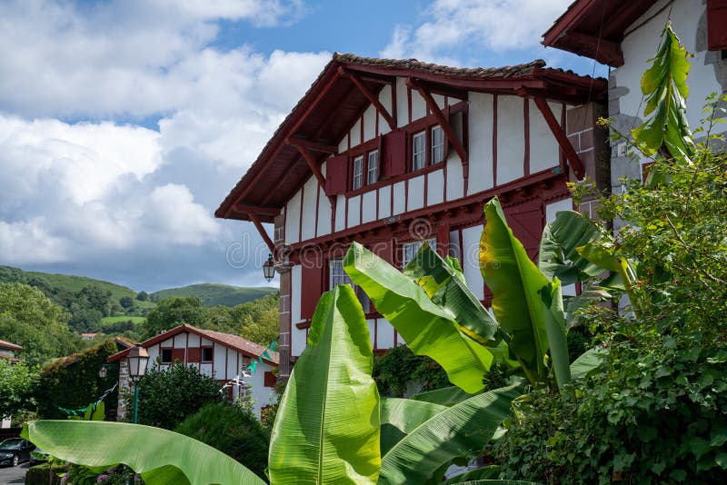 Espelette Village in the Basque Country Stock Photo - Image of house ...