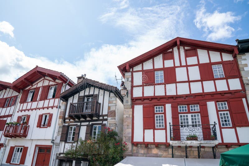 Espelette Village in the Basque Country Stock Photo - Image of white ...