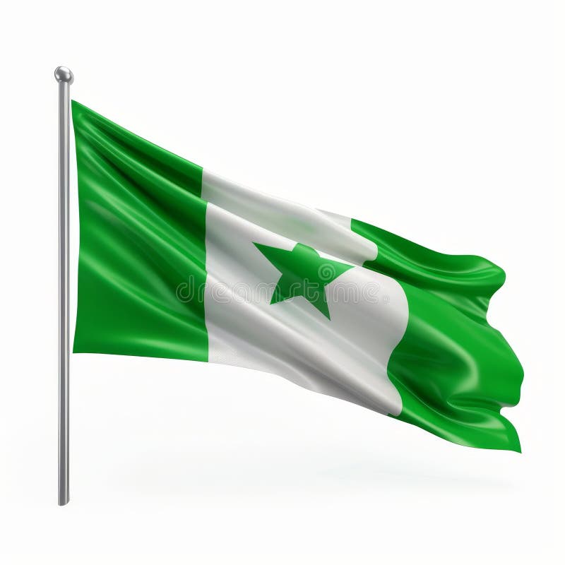 Esperanto Flag Waving on Flagpole Stock Illustration - Illustration of ...