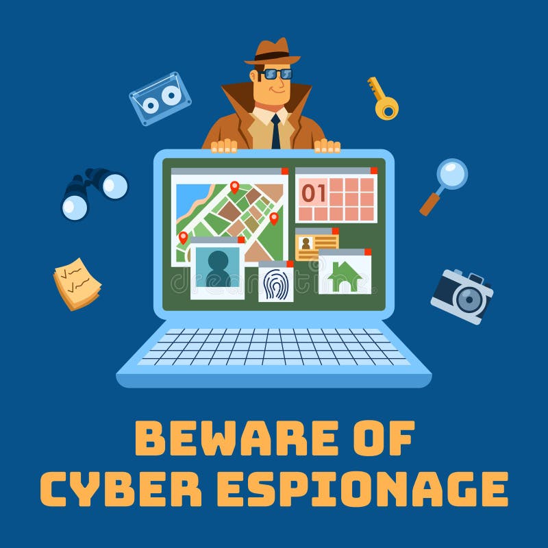 Espionage Sneaking Someone Digital Activity Stock Vector - Illustration ...