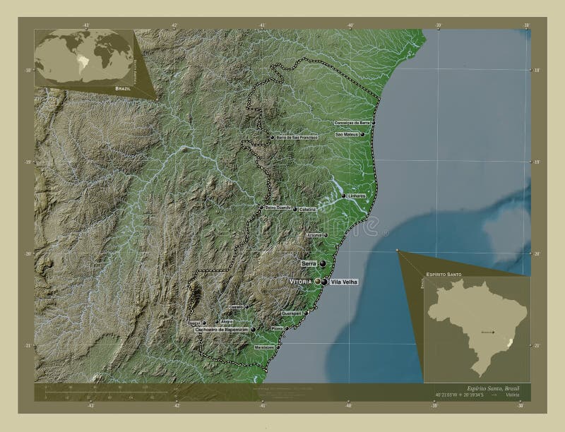 Espirito Santo, Brazil. Wiki. Labelled Points of Cities Stock ...