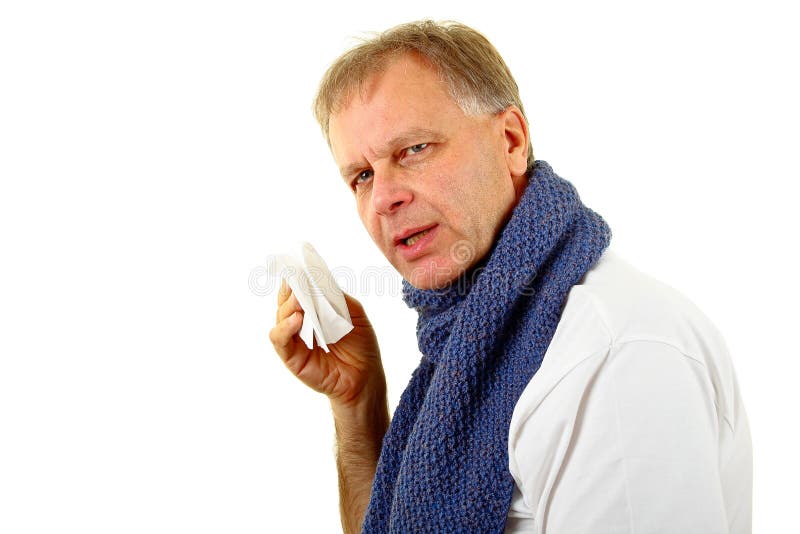 Espirrando o homem foto de stock. Imagem de branco, gripe - 30969800
